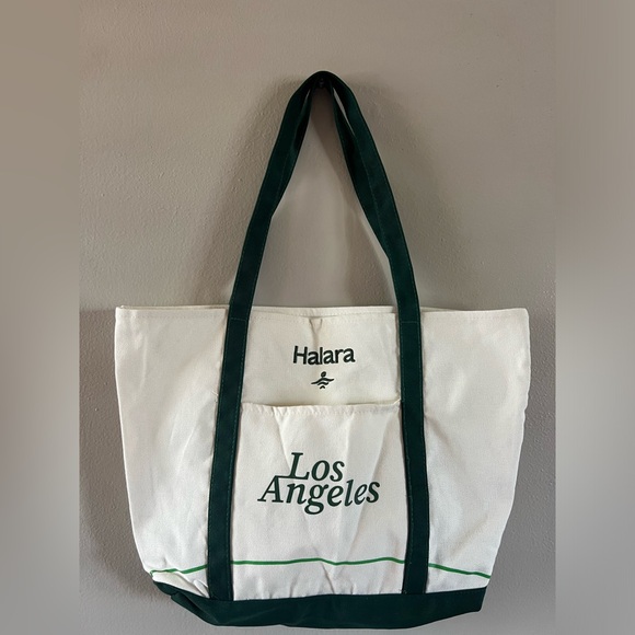 HALARA | Bags | Halara White And Green Tote Bag | Poshmark